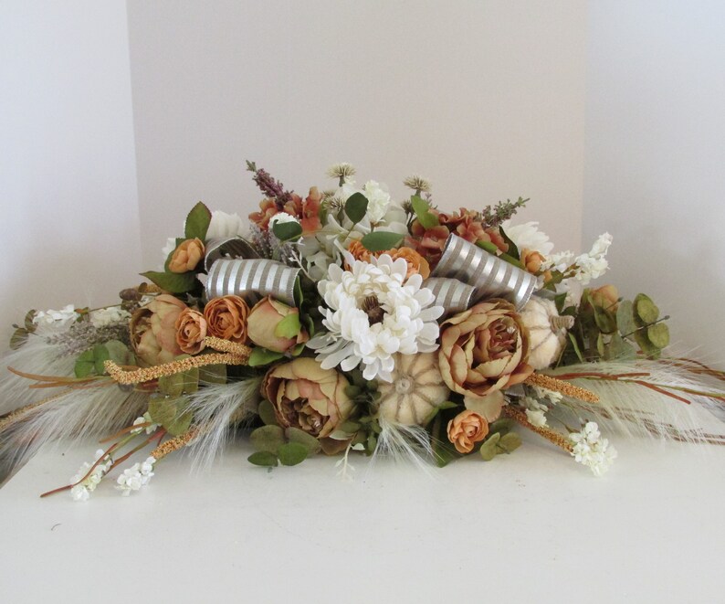 Fall White Mums Centerpiece Mums and Peonies Fall - Etsy