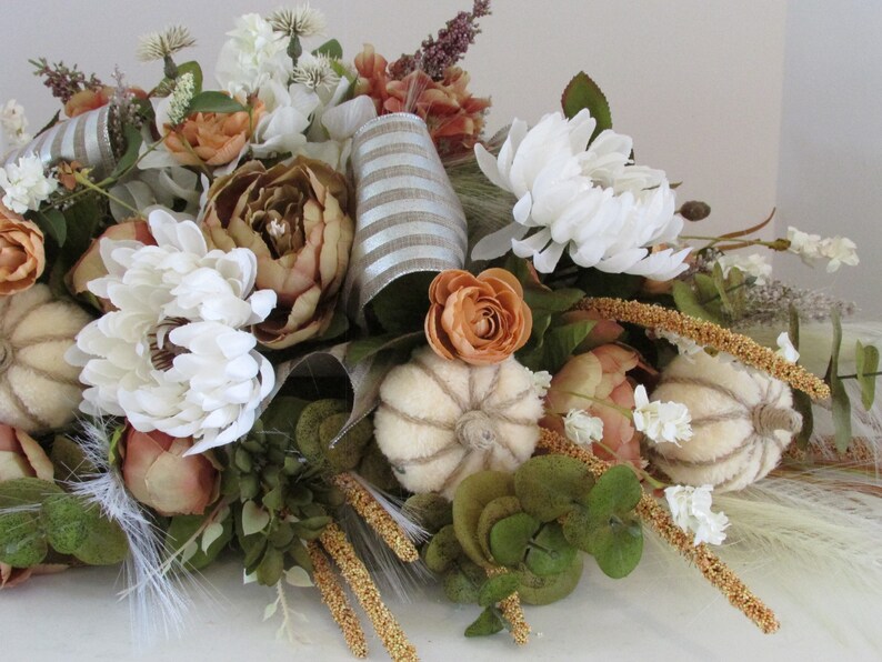 Fall White Mums Centerpiece Mums and Peonies Fall - Etsy