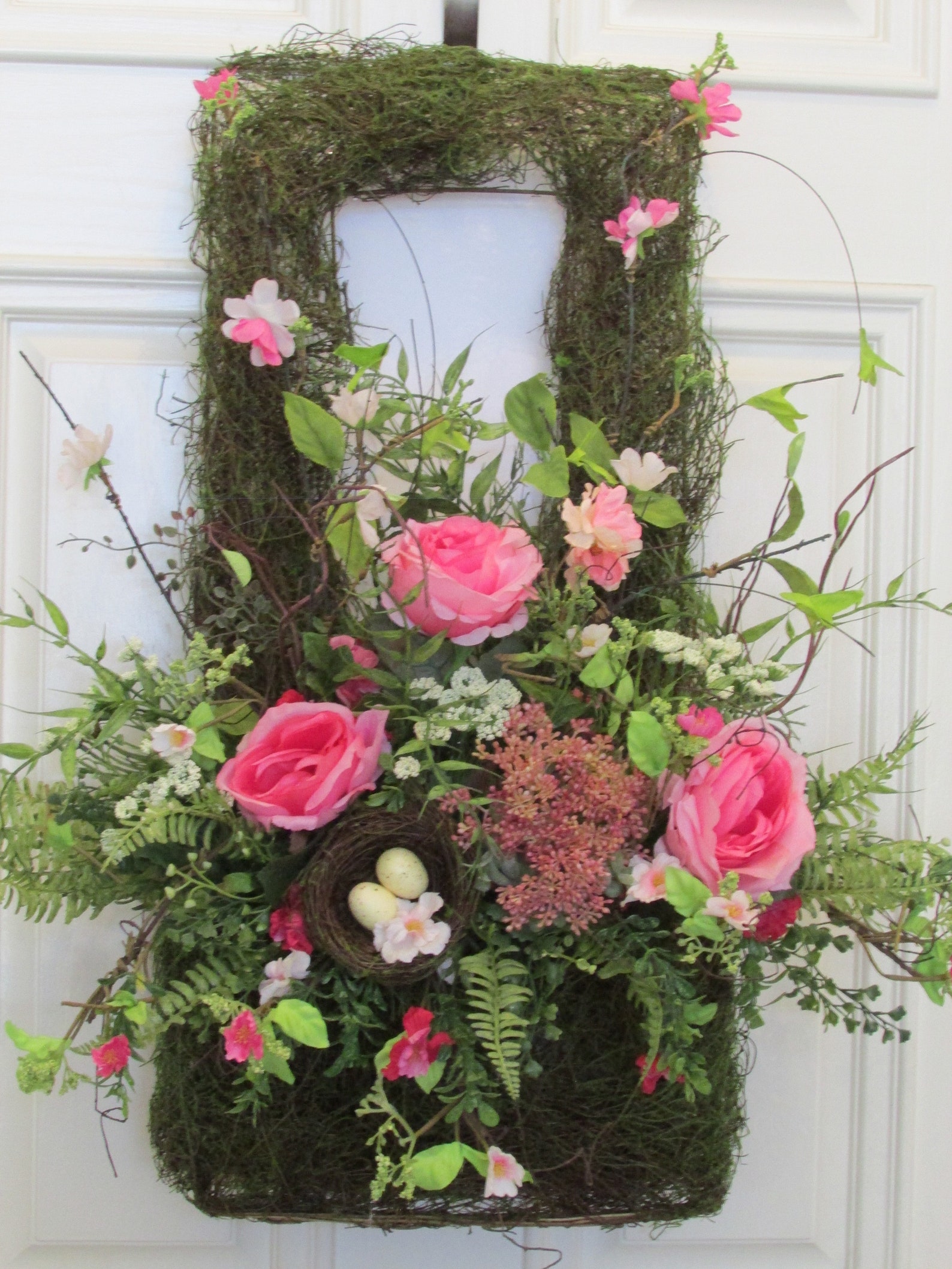 Moss Wall Basket Floral, Spring Wreath, Home Wall Decor, Front Door ...