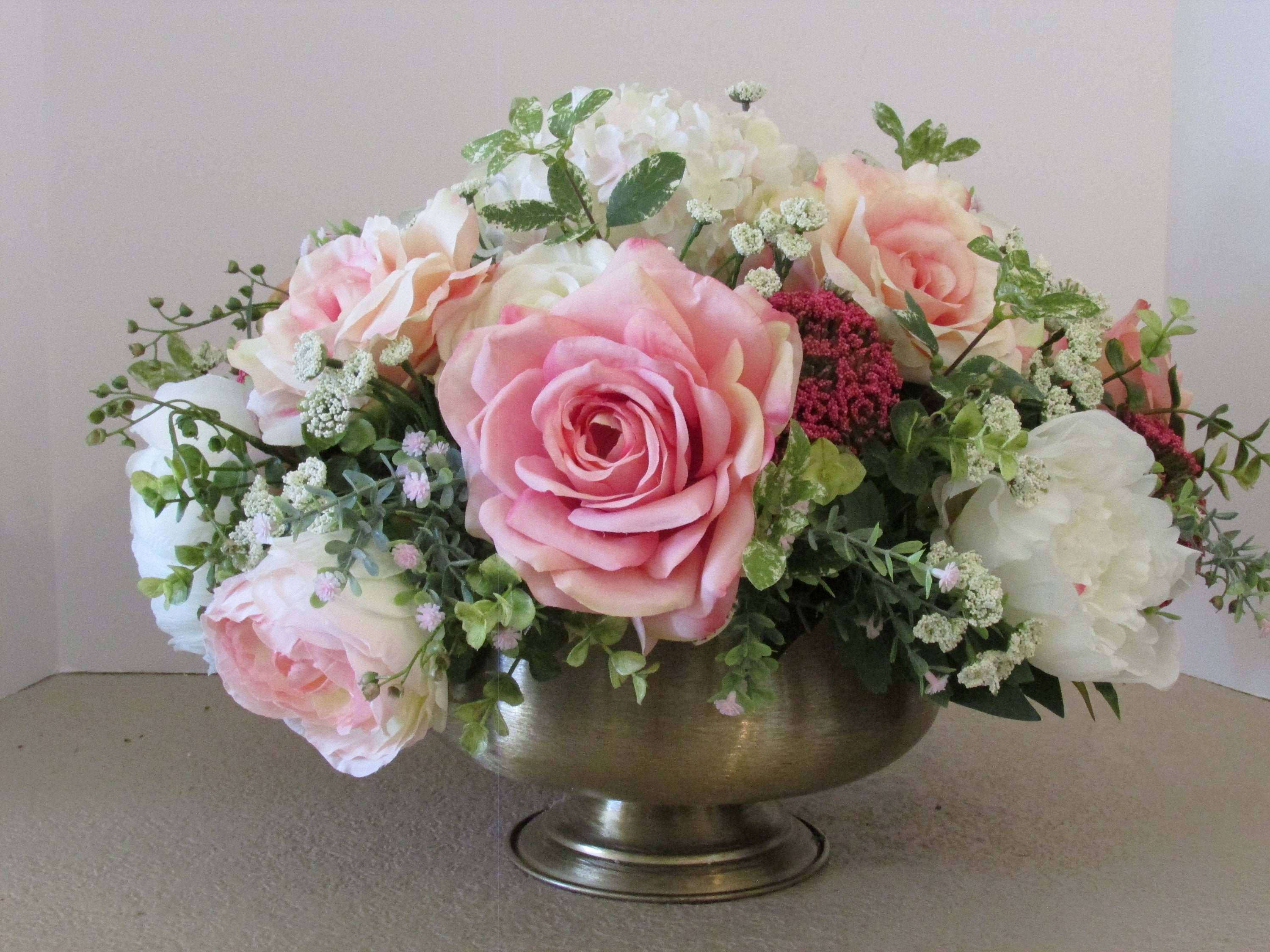Silk Flower Centerpiece, Floral Centerpiece, Floral Home Decor, Table ...