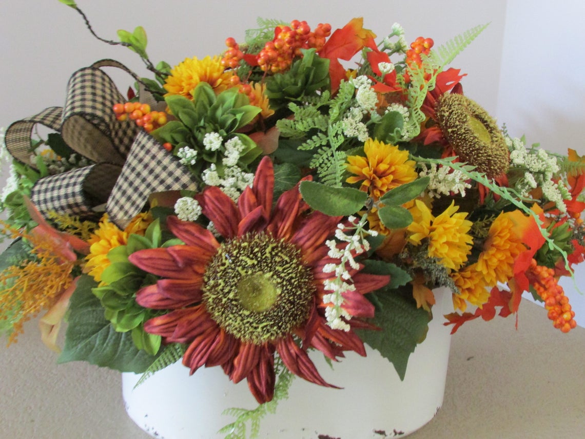 Farmhouse Floral Arrangement Rustic Country Floral - Etsy