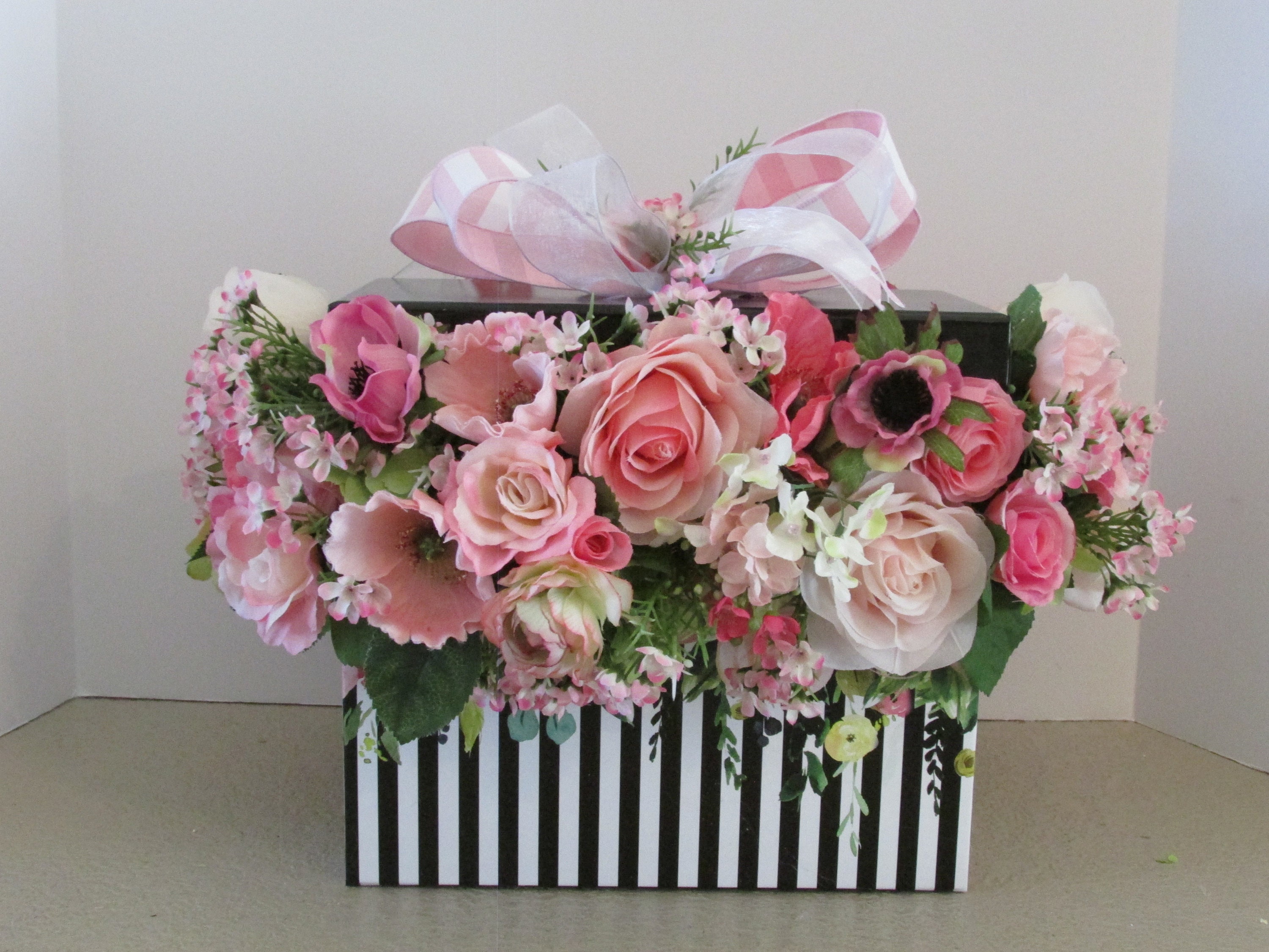 Floral Decorative Box Arrangement, Gift for Her, Housewarming Gift ...