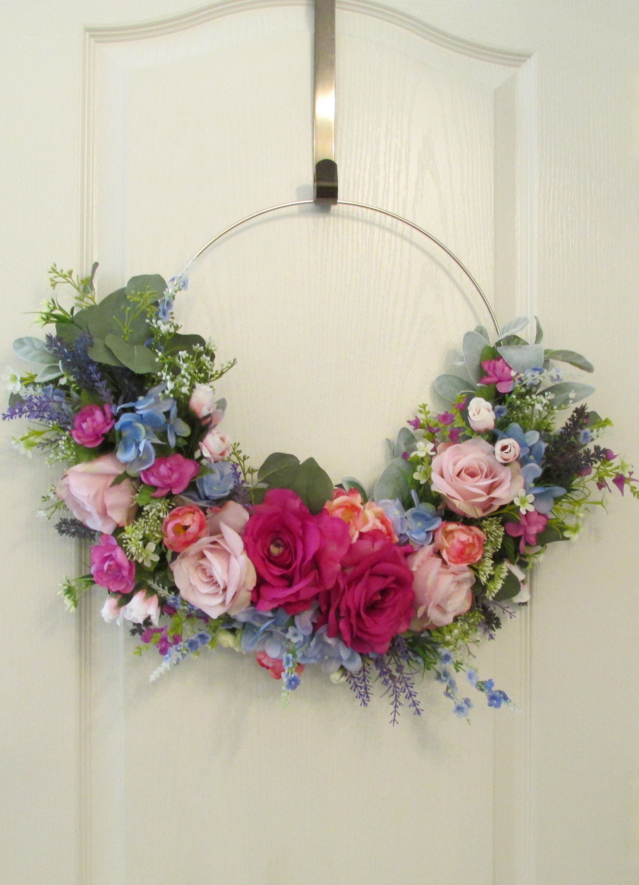 Floral Hoop Wreath Fuchsia Floral Wreath Spring Wreath | Etsy