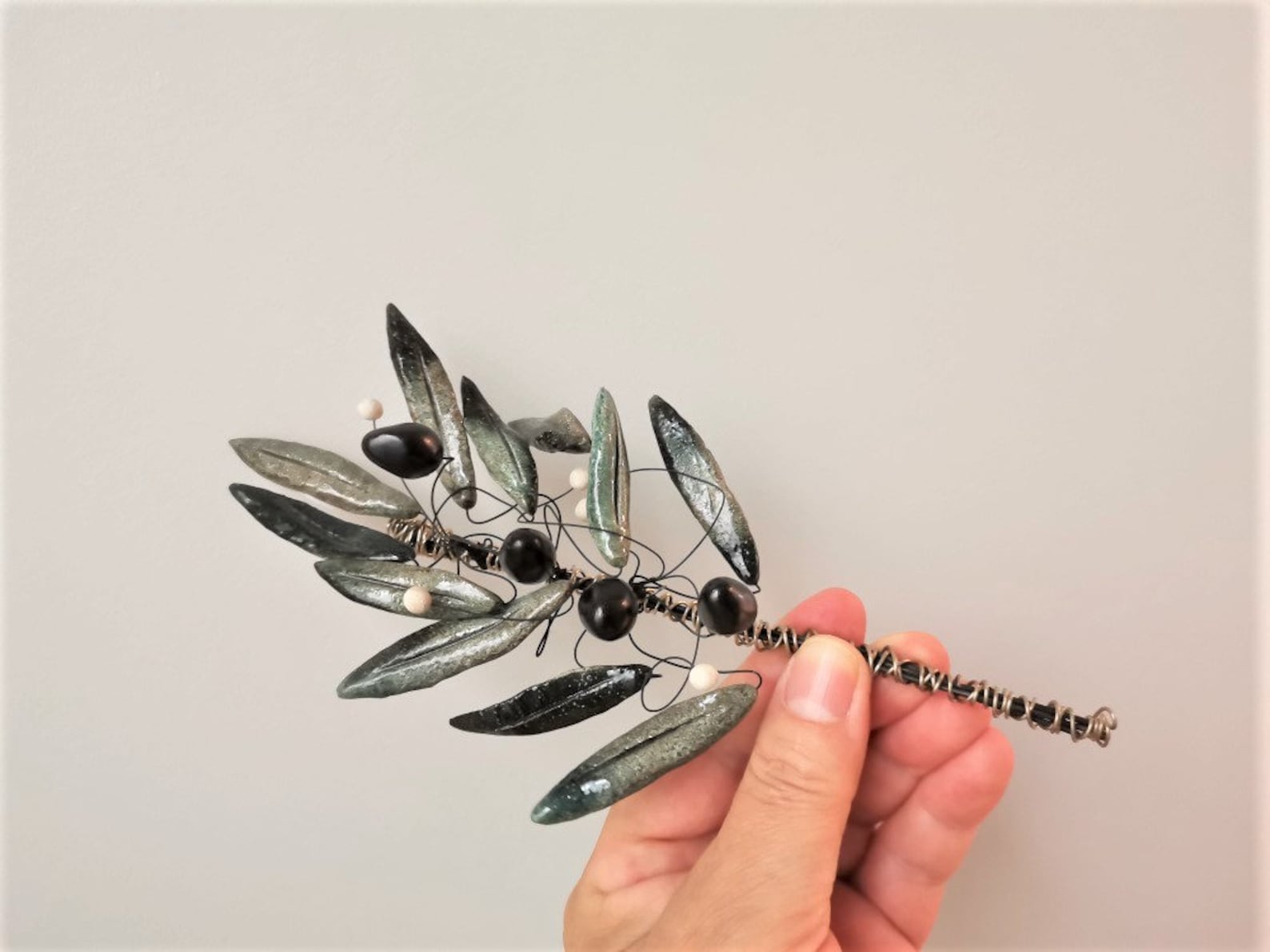 Olive Branch Sculpture Olive Branch Art Object Metal Ceramic - Etsy