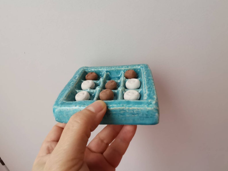 Ceramic Tic-tac-toe Blue White Brown Ceramic Noughts and - Etsy