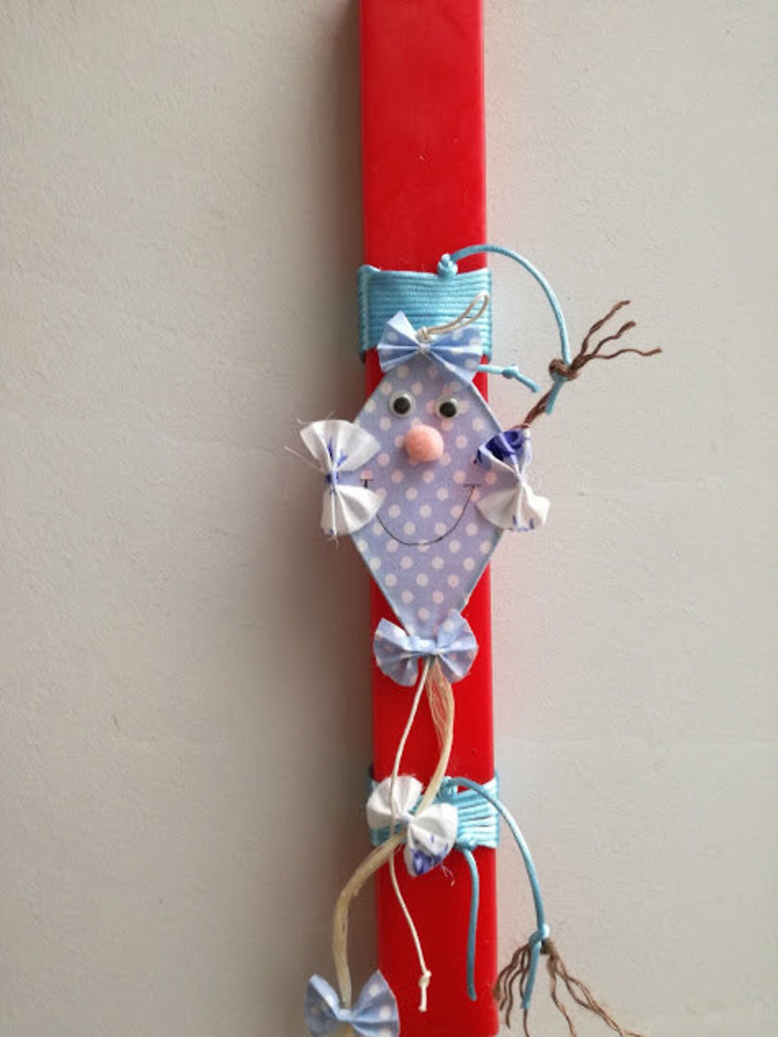 Kite Easter Candle, Blue Kite Ornament Onred, Easter Candle With Smile ...