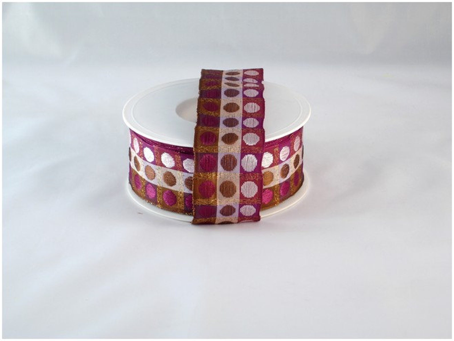 Magenta Brown Purple Wire Rimmed Ribbon Polka Dot Ribbon in - Etsy
