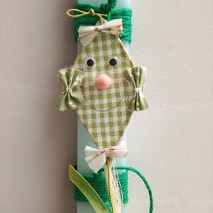 Kite Easter Candle, Green Kite Ornament on Sky Blue, Easter Candle With ...