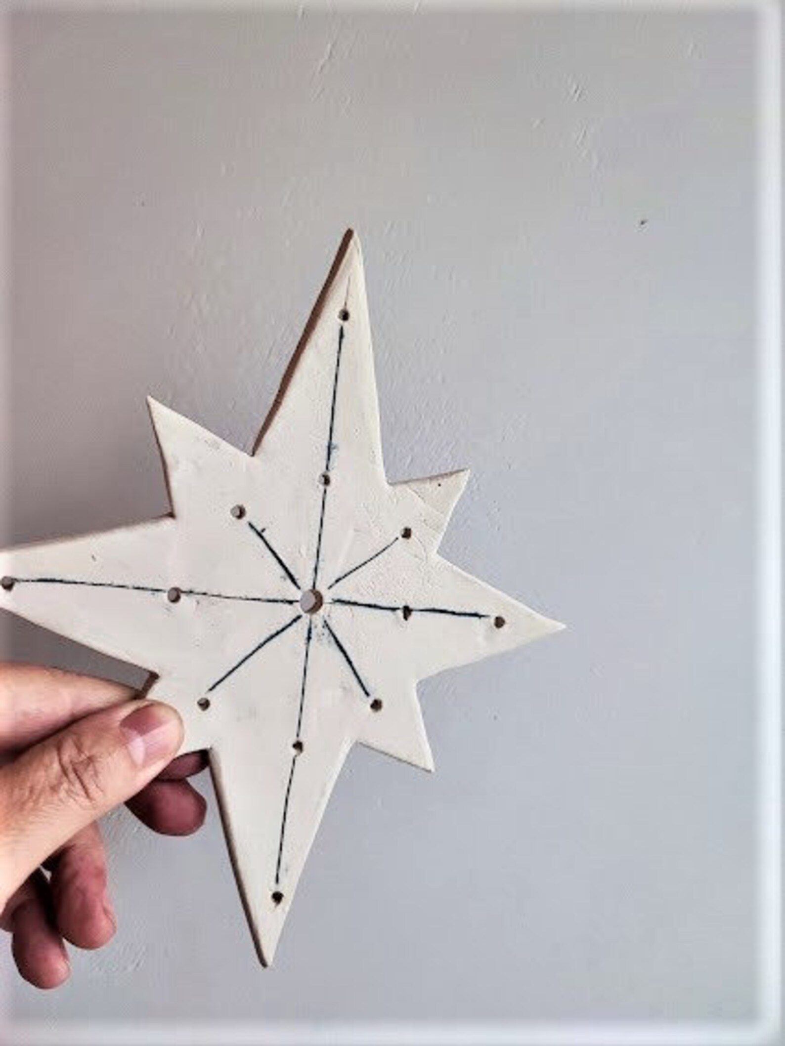 Large Ceramic Star Off-white Star Ornament With Eight Points - Etsy