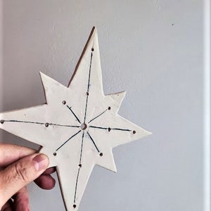 Large Ceramic Star, Off-white Star Ornament With Eight Points, Cross ...