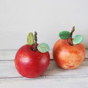 Red Apple Sculpture, Life Size Ceramic Apple, Red Ceramic Apple With ...
