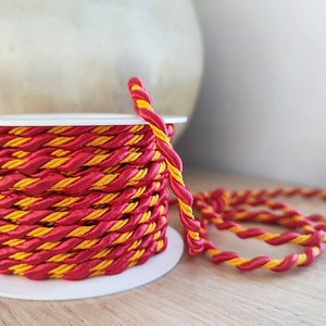 Red Yellow Cord, Twisted Acrylic Cord Knot in Bright Red and Orange ...