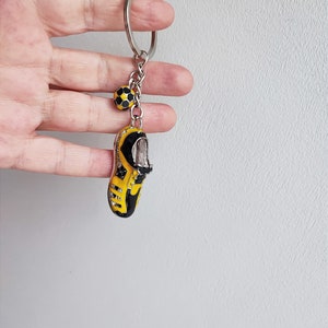 Football Shoe Keyring, Yellow Black Football Shoe, Soccer Shoe Key Ring ...