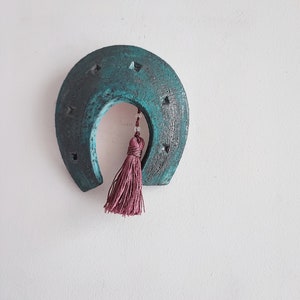 Blue Ceramic Horseshoe, Life Size Horseshoe in Dark Tuquoise Blue ...