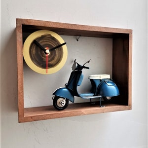 Blue Scooter Clock, Wooden Frame Clock With Navy Blue Scooter ...