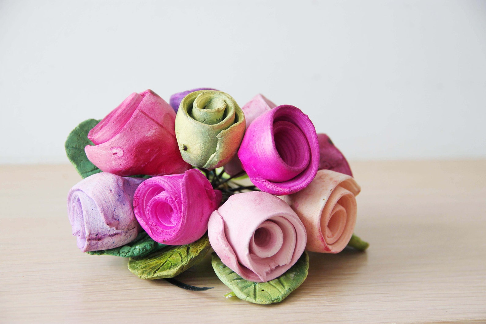 Ceramic Rose Bouquet Pink-coloured Ceramic Roses With - Etsy