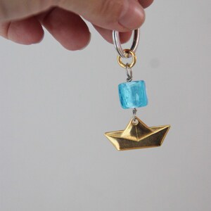 Gold Paper Boat Key Chain Small Sailboat Key Ring Gold - Etsy