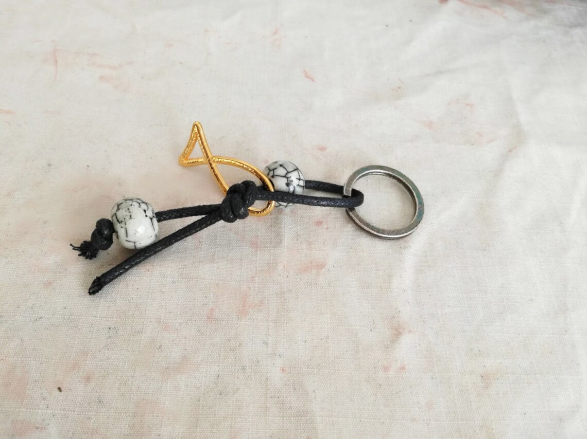 Gold Fish Keychain Gold Fish Outline Key Ring With Craquele | Etsy