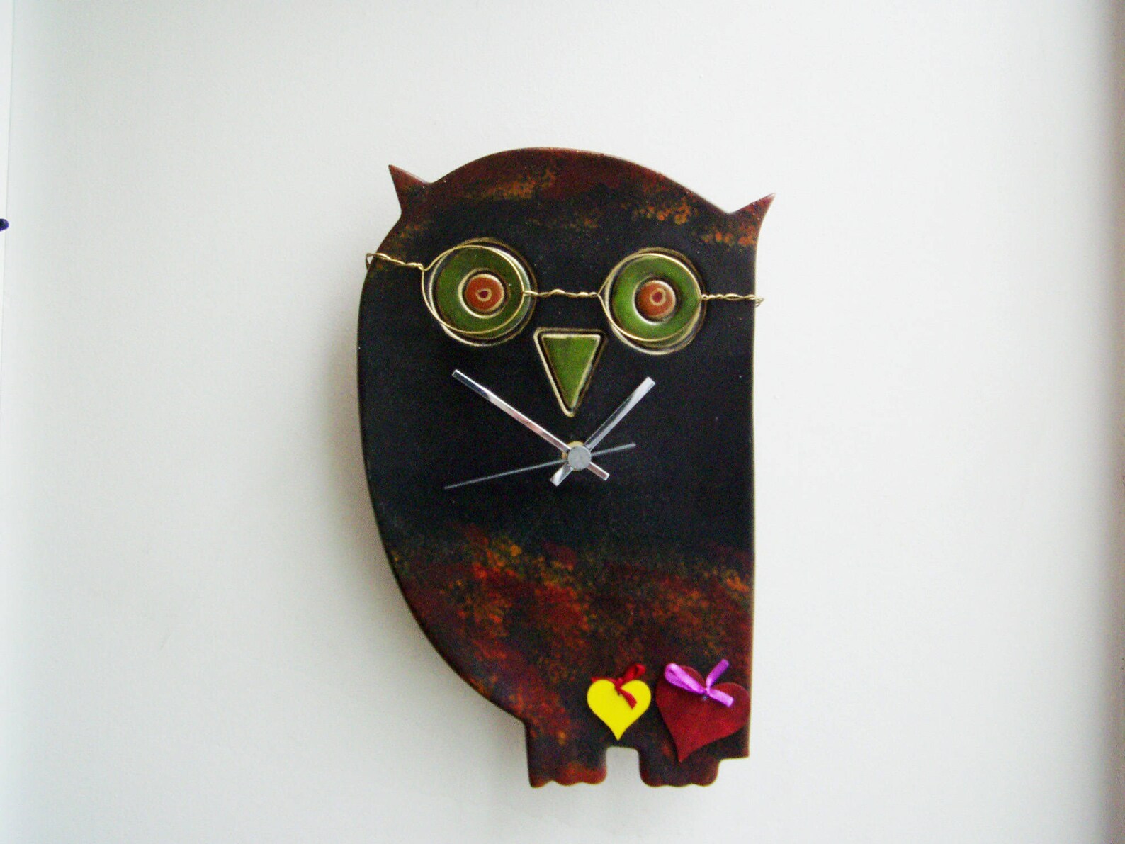 Black Owl Clock, Ceramic Wall Clock of Owl With Black Head and Dark ...