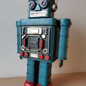 Blue Robot Toy Tin Metal Robot Toy Vintage Robot Figurine | Etsy