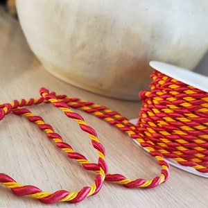 Red Yellow Cord, Twisted Acrylic Cord Knot in Bright Red and Orange ...