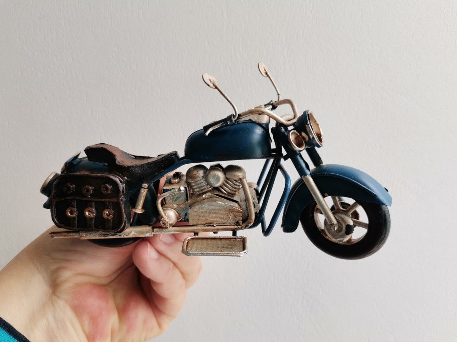 Retro Blue Bike, Retro Collectible, Retro Style Miniature Motorbike ...