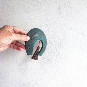 Blue Ceramic Horseshoe, Life Size Horseshoe in Dark Tuquoise Blue ...