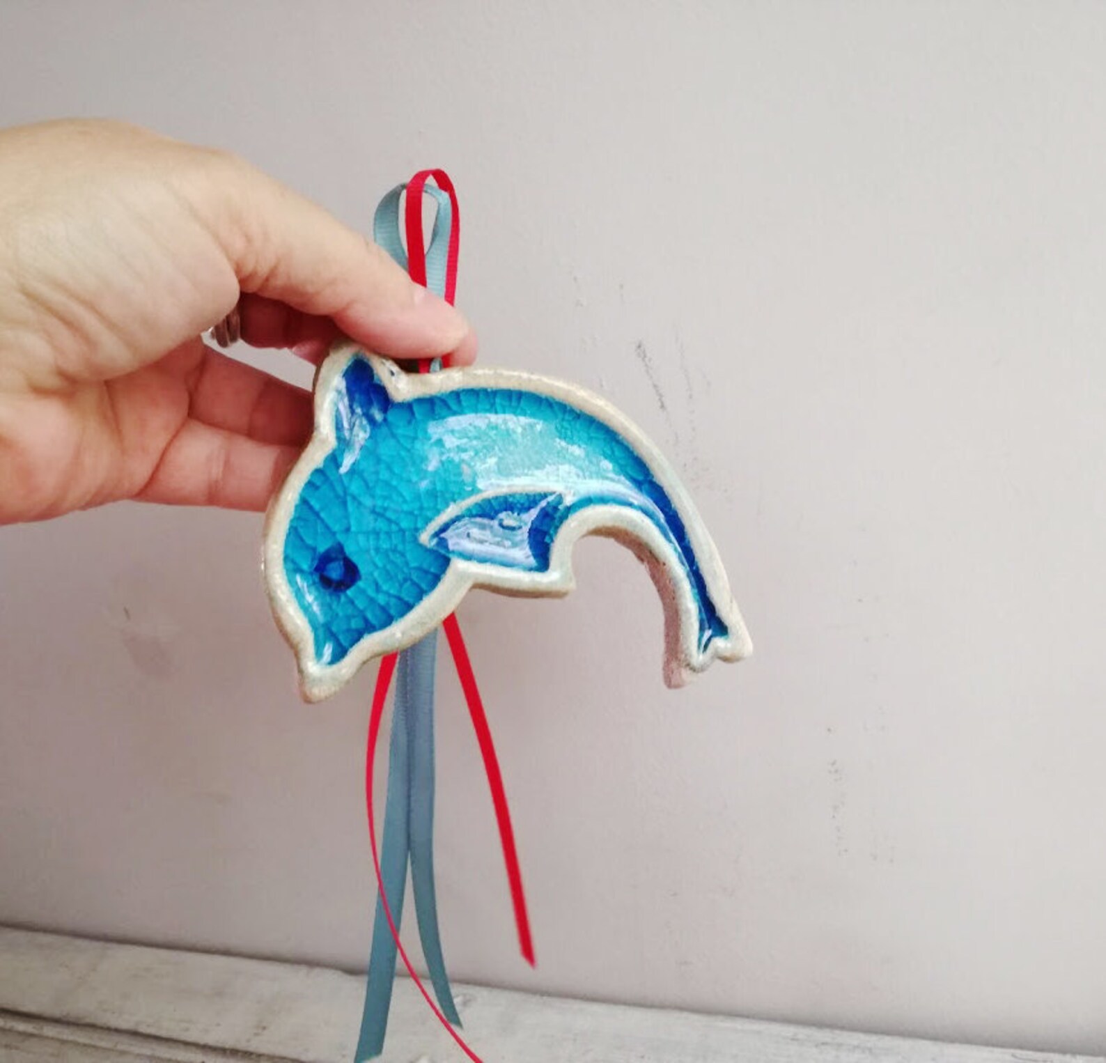 Blue dolphin wall hanging ceramic blue dolphin for the wall | Etsy