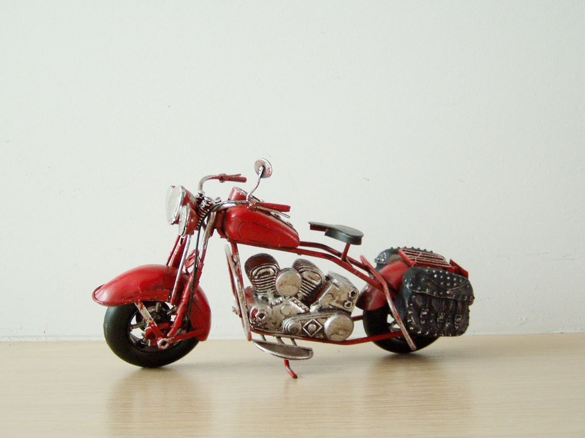 Red Motorcycle Miniature Retro Collectible Miniature of Red | Etsy