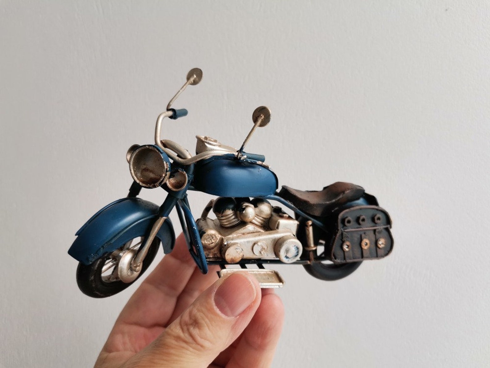 Retro Blue Bike, Retro Collectible, Retro Style Miniature Motorbike ...