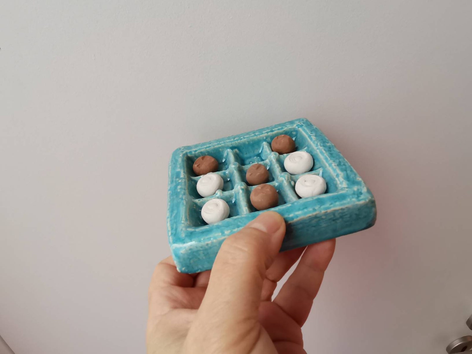 Ceramic tic-tac-toe blue white brown ceramic noughts and | Etsy