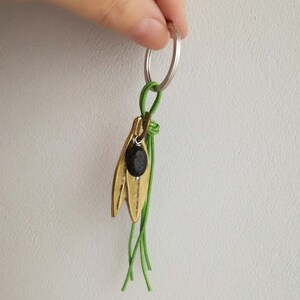 Olive Branch Key Chain, Brass Olive Branch With Lava Stone Olive and ...