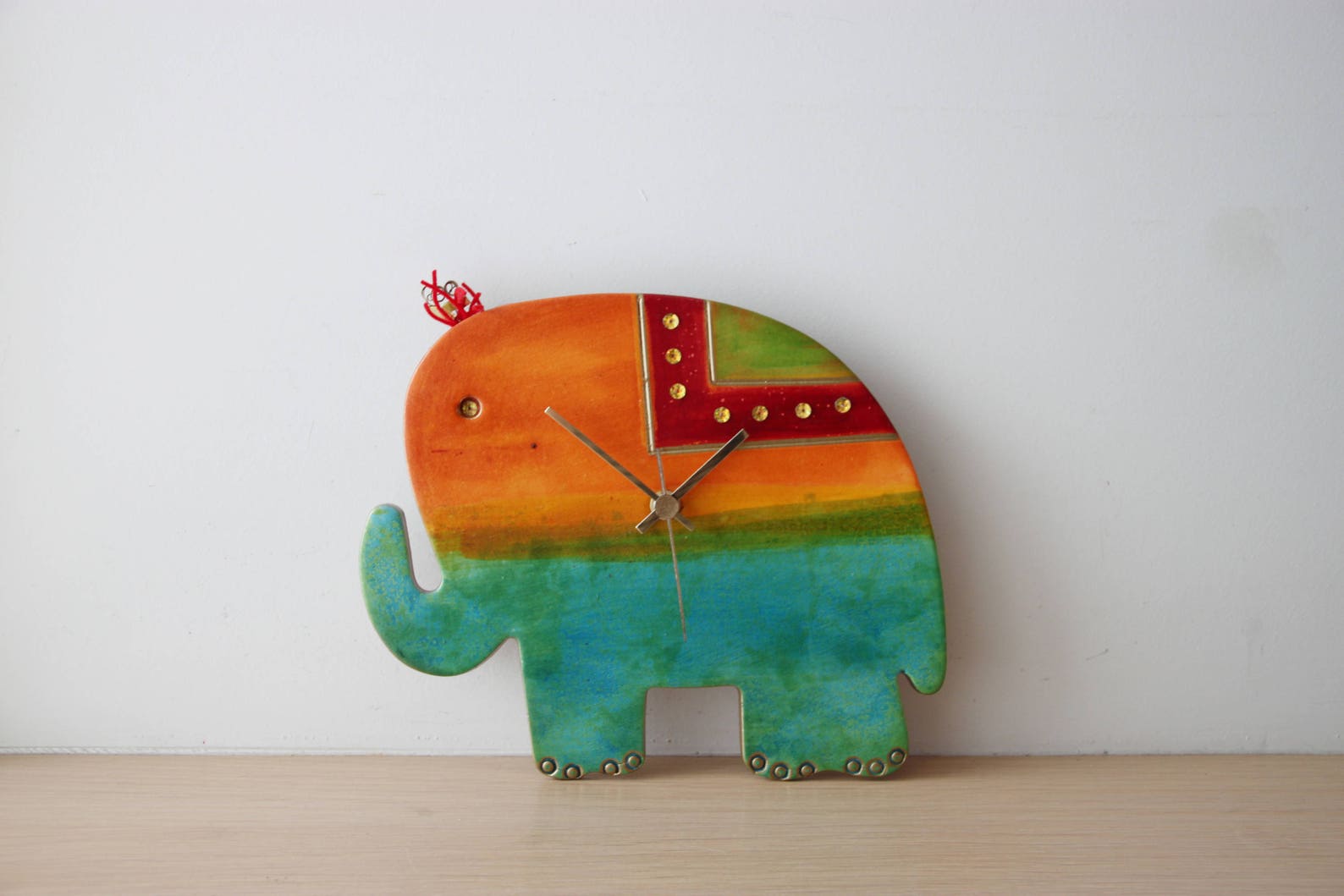 Elephant Wall Clock Ceramic Wall Clock of Turquoise Blue - Etsy