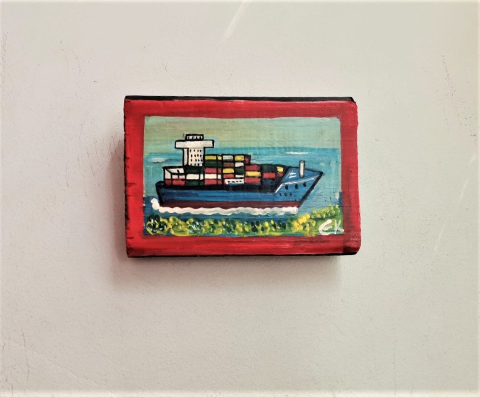 Vintage Folk Painting Container Ship Painting Merchant Ship - Etsy