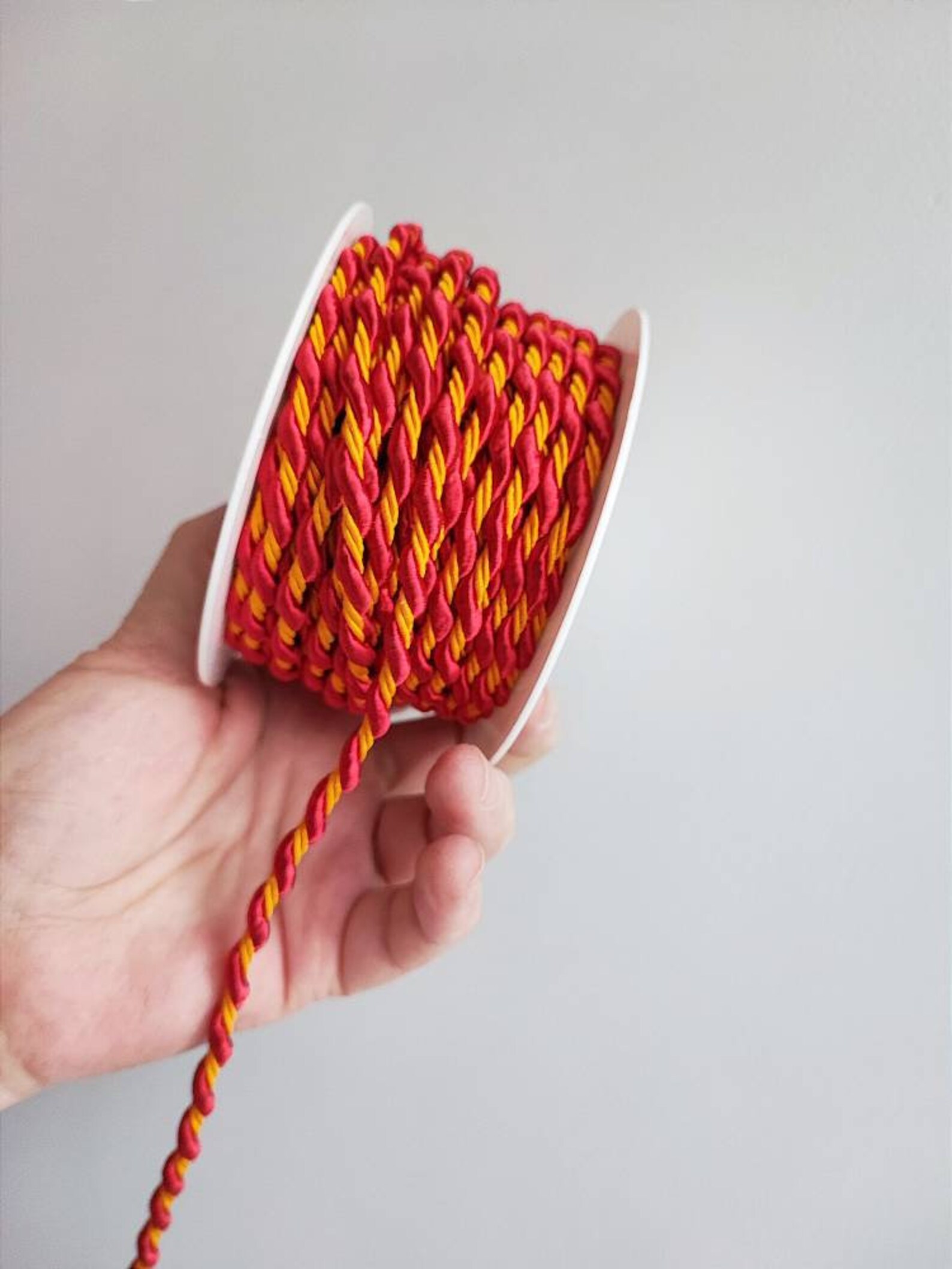 Red Yellow Cord Twisted Acrylic Cord Knot in Bright Red and - Etsy