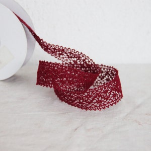 Berry Red Lace, Burgundy Red Lace Ribbon, Craft and Sewing Cotton Trim ...