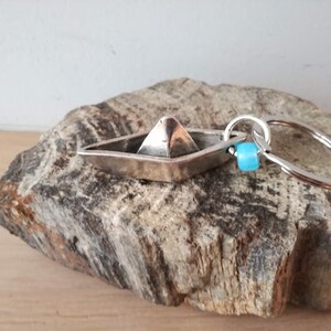Paper Boat Key Ring, Silver Colour Paper Boat Figurine Key Chain, Paper ...