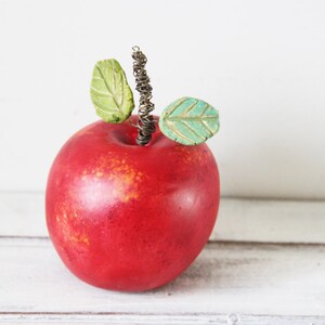 Red Apple Sculpture, Life Size Ceramic Apple, Red Ceramic Apple With ...