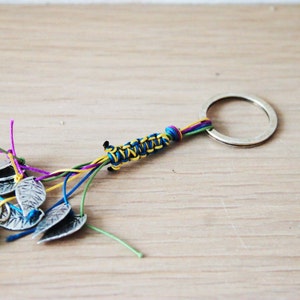 Tree Leaves Key Ring, Macrame Colourful Cords Key Chain With Silver ...