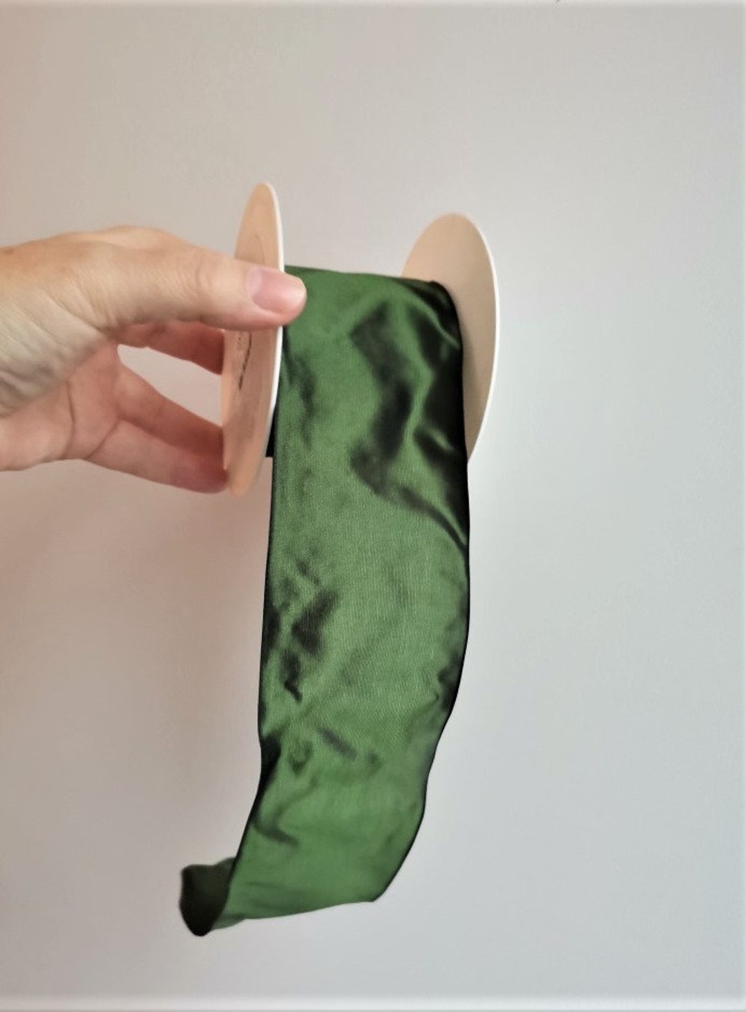 Wide Green Ribbon, Christmas Crafts Wire Ribbon in Bottle Green ...