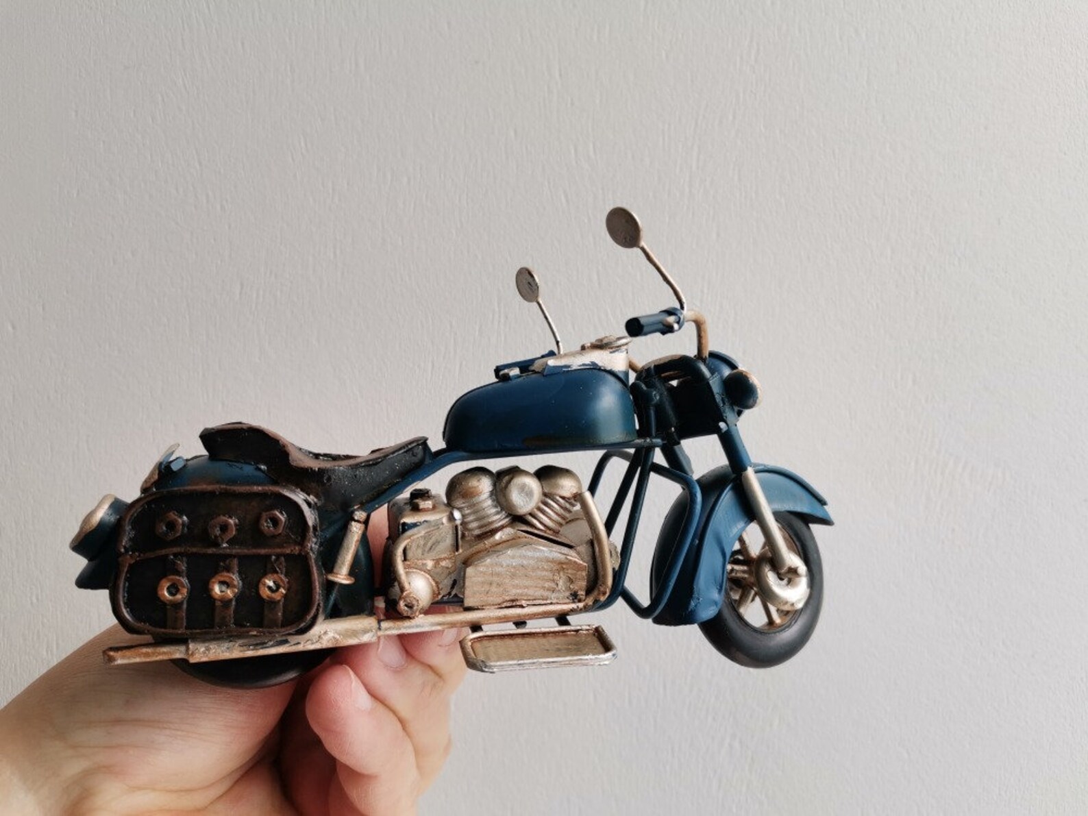 Retro Blue Bike, Retro Collectible, Retro Style Miniature Motorbike ...