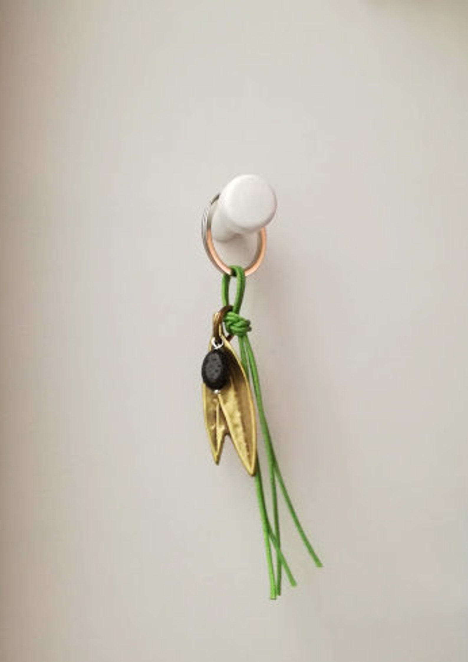Olive Branch Key Chain Brass Olive Branch With Lava Stone - Etsy