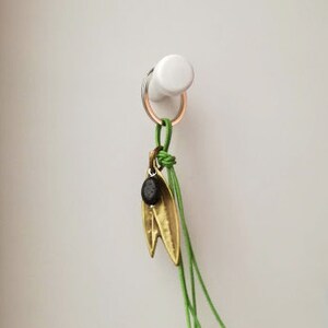 Olive Branch Key Chain, Brass Olive Branch With Lava Stone Olive and ...