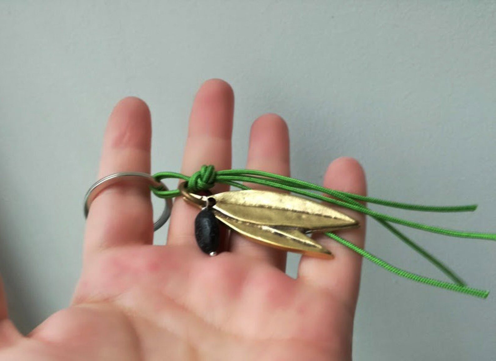 Olive Branch Key Chain Brass Olive Branch With Lava Stone - Etsy