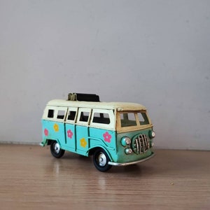Blue Hippie Van, Tiny Cream and Turquoise, Vintage Hippie Van With ...