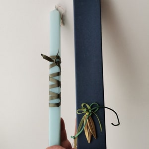 Greek Easter Candle in a Box, Easter Candle in Navy Blue Box With Olive ...