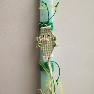 Kite Easter Candle, Green Kite Ornament on Sky Blue, Easter Candle With ...