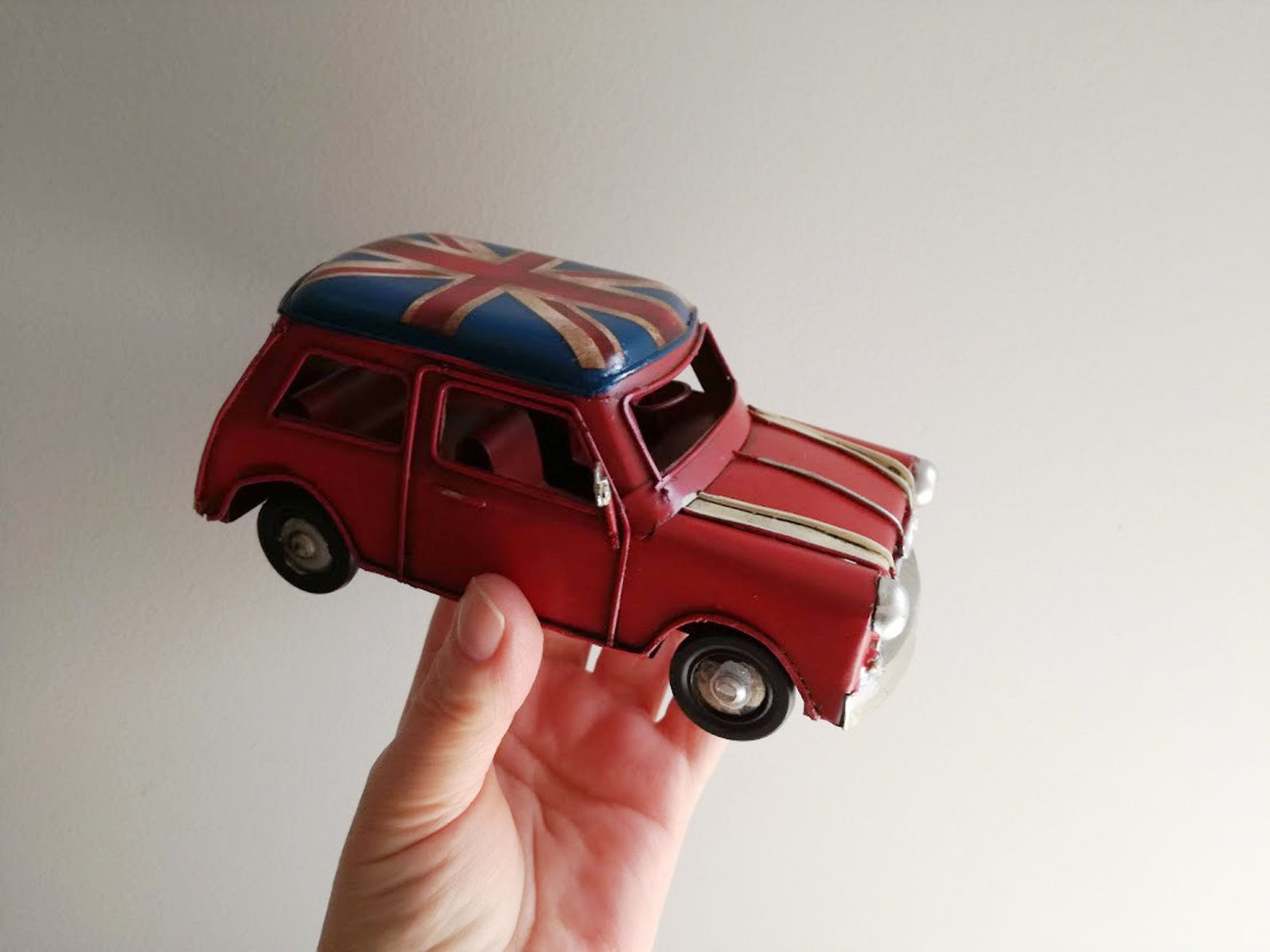 Red Mini Car Miniature With British Flag Vintage Collectible - Etsy
