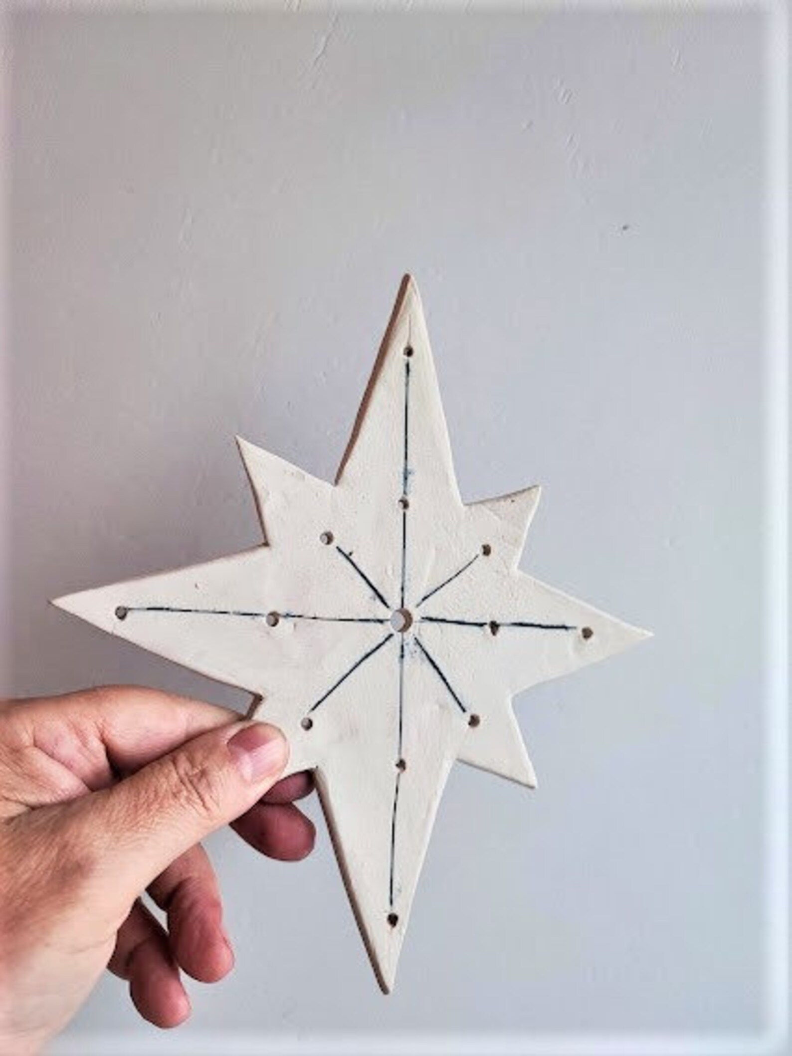 Large Ceramic Star Off-white Star Ornament With Eight Points - Etsy