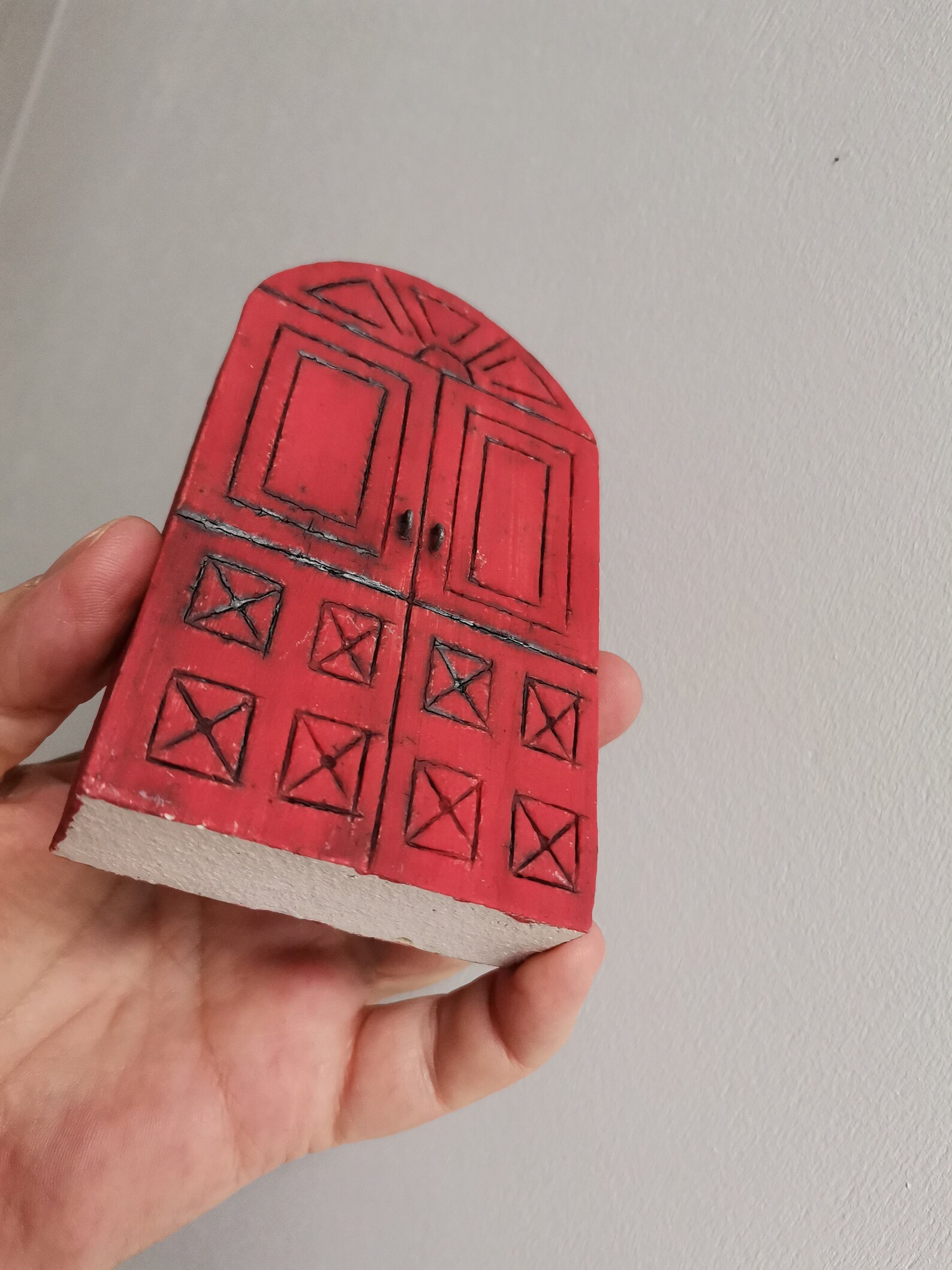 Red Front Door Sculpture Domed Stoneware Greek House Gate - Etsy